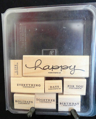 2006 Stampin Up HAPPY EVERYTHING 8 pc RUBBER STAMP SET Happy Days For ...