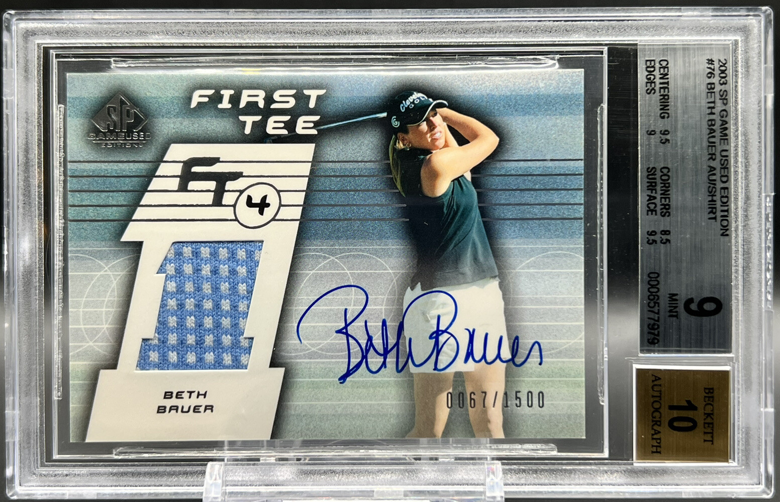2003 SP Authentics First Tee Beth Bauer 67/1500 BGS 9 Auto 10 LPGA ...