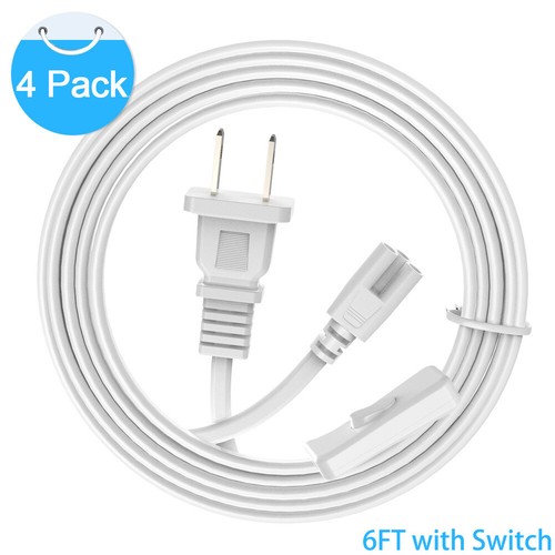 4 Pack 6FT Power Cord Cables for 3 Pin LED Tube Light Fixture With ON ...