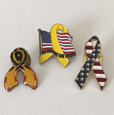Vintage Support Our Troops Ribbon Pin Collectible Lapel American Flag ...