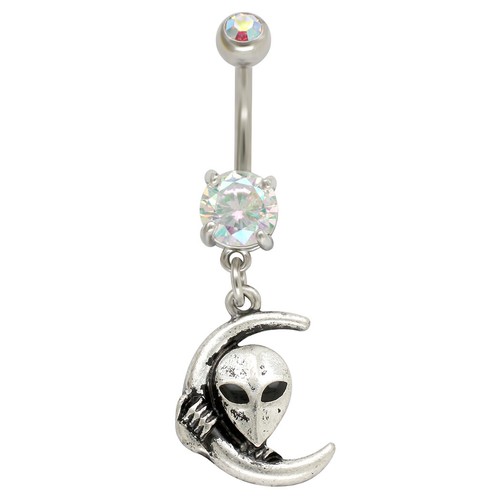 14G Sexy Moon Alien Steel Belly Button Rings Navel Ring Body Piercing ...