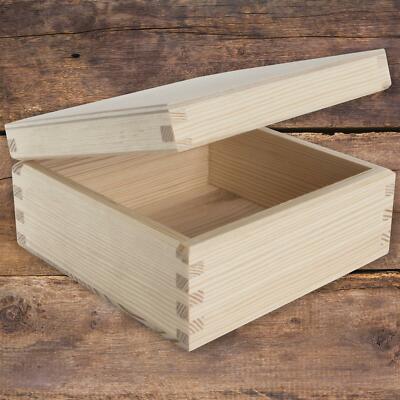 Small Square Wooden Box 12 x 12 x 6 cm / Plain Pine for Storage Craft ...