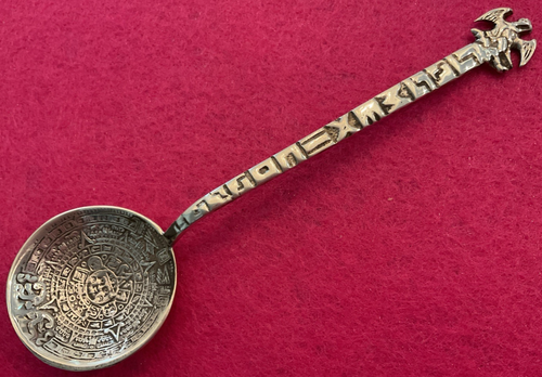 Mexico Eagle Snake Aztec Indian Calendar 4.5" Sterling Souvenir Spoon ...