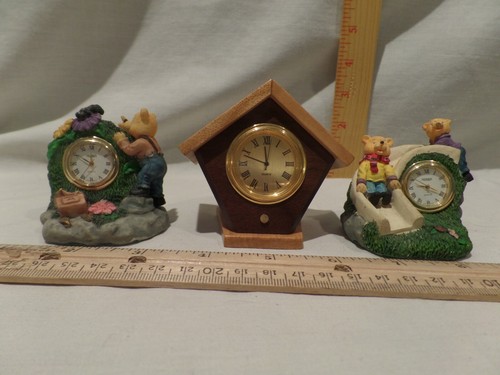MINI,VINTAGE CLOCKS LOT OF 3-WOOD & RESIN | eBay
