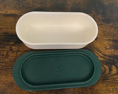 Impressions Tupperware Tabletop Butter Dish 1 Stick White Hunter Green ...