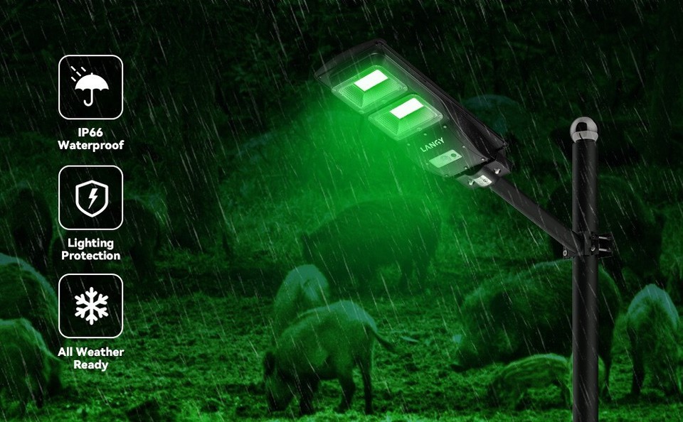 LANGY Solar hog light for hunting ,motion active green Light for ...