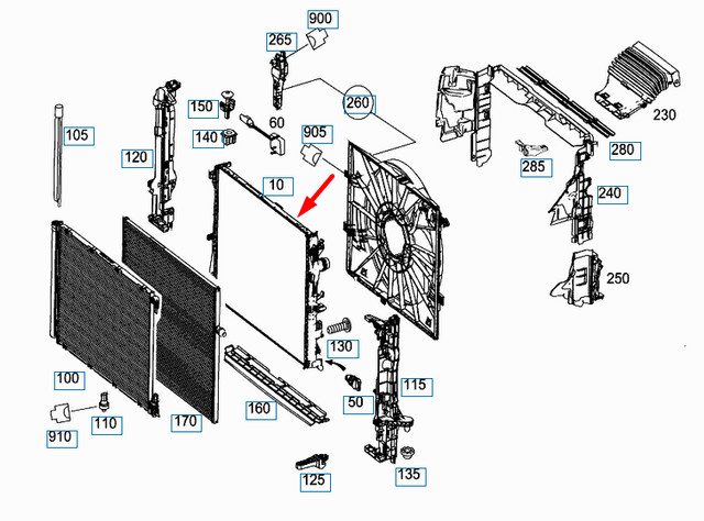 Mercedes-Benz E-class W213 Engine Cooling Radiator A0995003303 OEM for ...