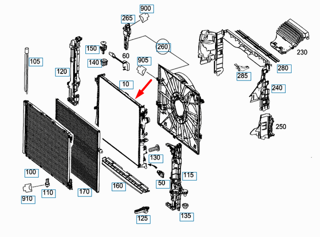 OEM Mercedes-Benz E-class W213 Engine Cooling Radiator A0995003303 ...