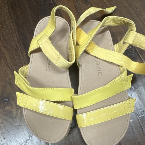 Vionic Sandals 7 Women’s Wide Casual 7w Slide Yellow Misty Summer ...