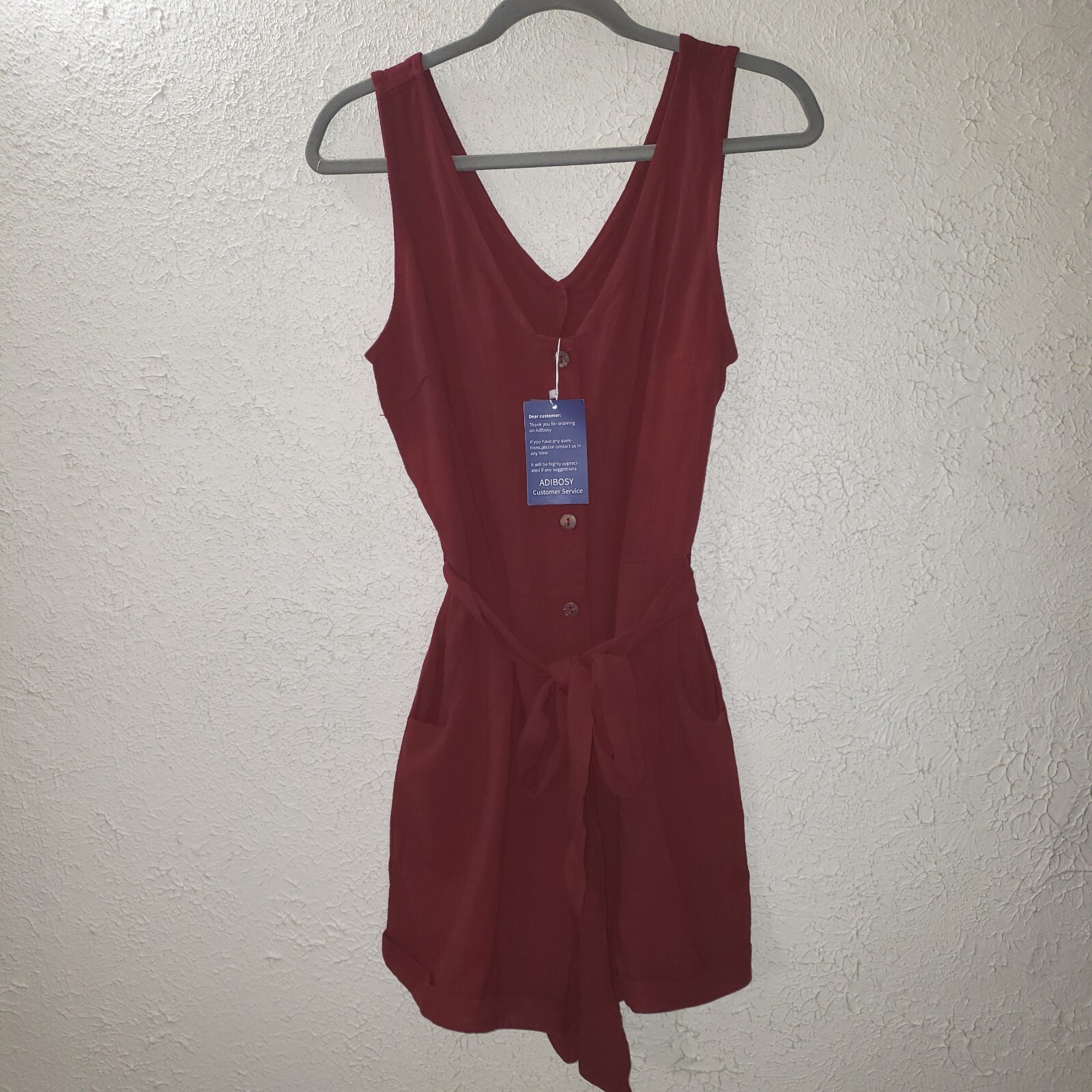 NWT Adibosy Sz M Red Maroon Romper Shortall Jumpsuit Sleeveless ...