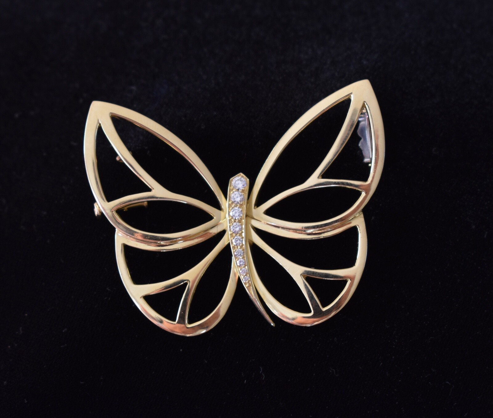 Van Cleef & Arpels VCA 18K Gold 0.25 Carat Diamond Butterfly Brooch ...
