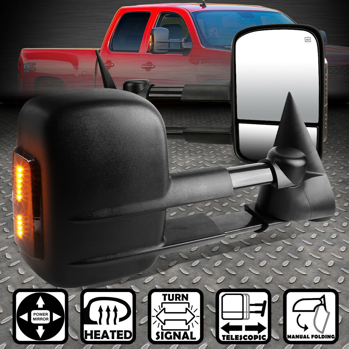 FOR 03-07 GM GMT800 POWER+HEATED+LED SMOKED LIGHT REAR VIEW TOWING ...