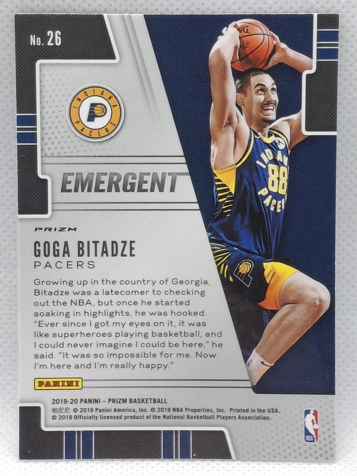 2019-20 Panini Prizm Emergent Goga Bitadze RC Rookie Silver Prizm #26 ...