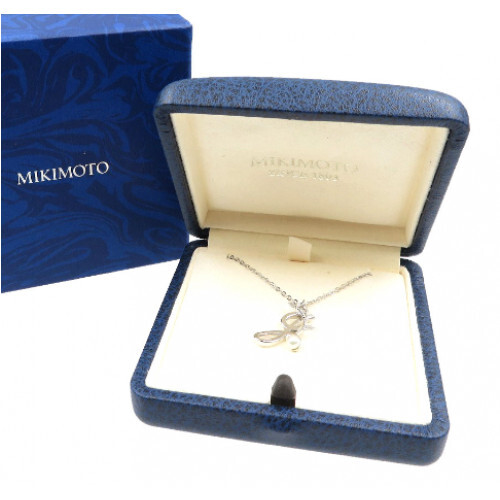 MIKIMOTO Leaf Silver Pearl Necklace Chain length: 40.5cm EX limited ...