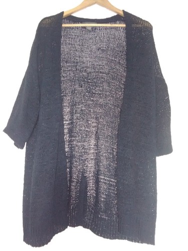 PRIMARK INK BLUE CARDIGAN UK 10-12 LENGTH: 31.5" EDGE TO EDGE REAR VENT ...