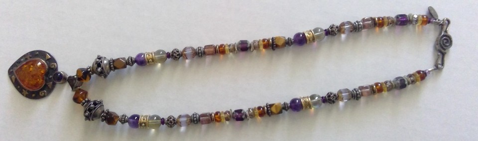 Vintage Robert Shields Design Heart Necklace with beads | eBay