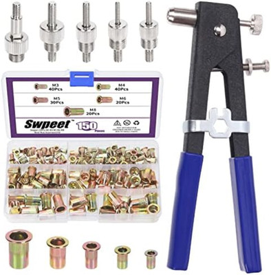 Swpeet 151 dadi rivetti M3 M4 M5 M6 M8 con utensili a mano per rivetti ...