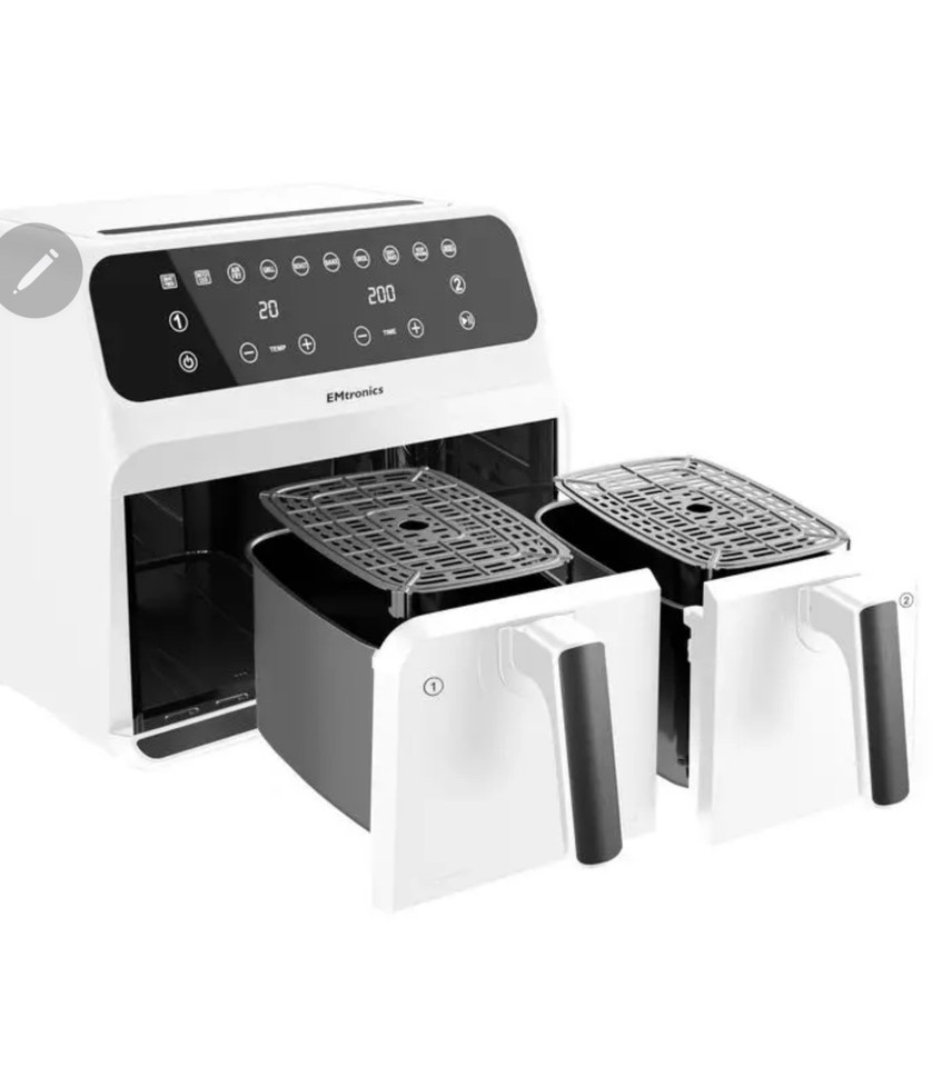EMtronics Dual Air Fryer 8 Litre White Oil-Free Digital | eBay UK