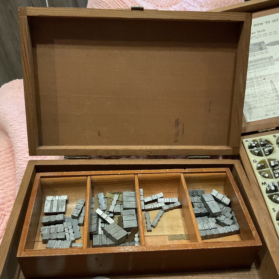 2 vintage wooden box Kingsley Machine Letter Type Font small parts, and ...