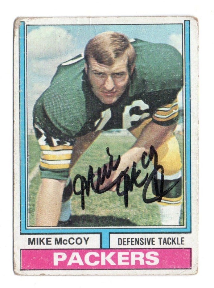 MIKE MCCOY 1974 TOPPS GREEN BAY PACKERS LOW GRADE IP/TTM AUTOGRAPH AUTO ...