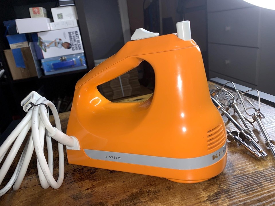 KitchenAid Tangerine Orange 5 Speed Hand Mixer With Beaters Tested and ...