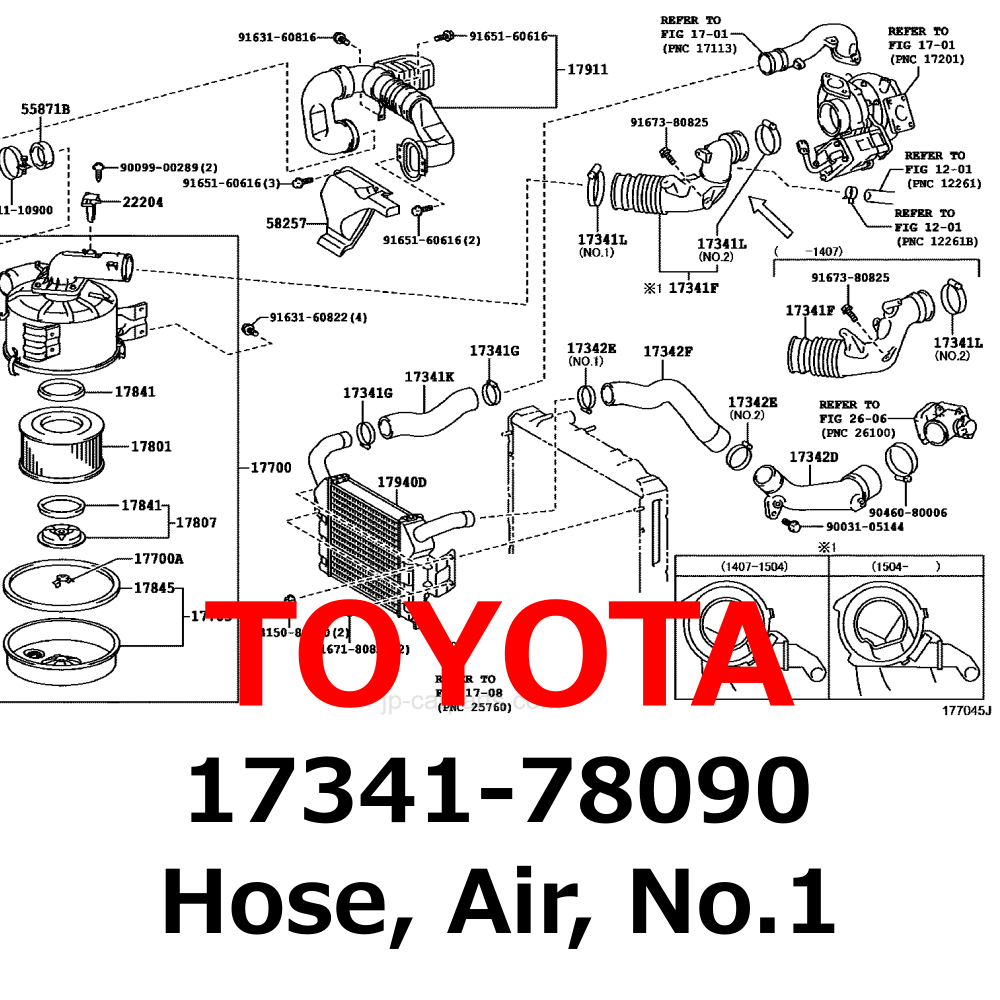 【NEW】Toyota Genuine Hose, Air, No.1(for intercooler) 17341-78090 From ...