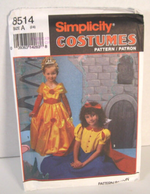 Simplicity 8514 Fairy Tale Princess & Snow White Costume Pattern Girls ...