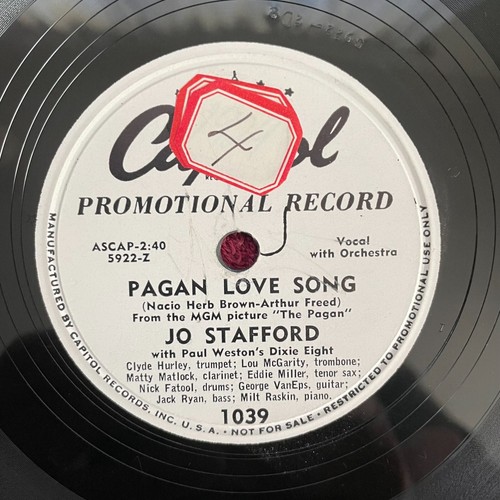 JO STAFFORD Capitol 1039 PROMO 78rpm Pagan Love Song/Simple Melody | eBay