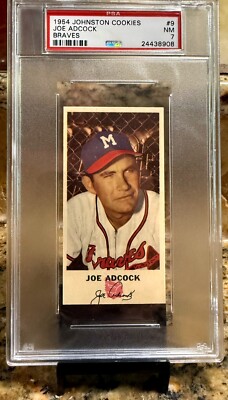 1954 JOHNSTON COOKIES #9 JOE ADCOCK PSA 7 NR-MINT - UNDERGRADED ! | eBay
