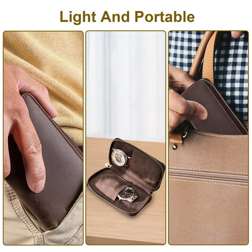 2 Slots Watch Leather Bag Travel Case Wristwatch Jewelry Display ...