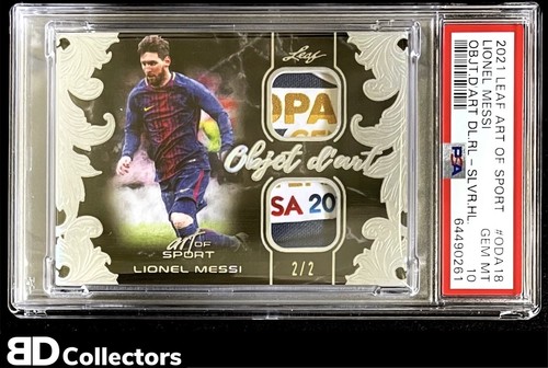 /2 LIONEL MESSI PSA 10 SILVER HOLOFOIL DUAL PATCH 2021 Leaf Art Of ...