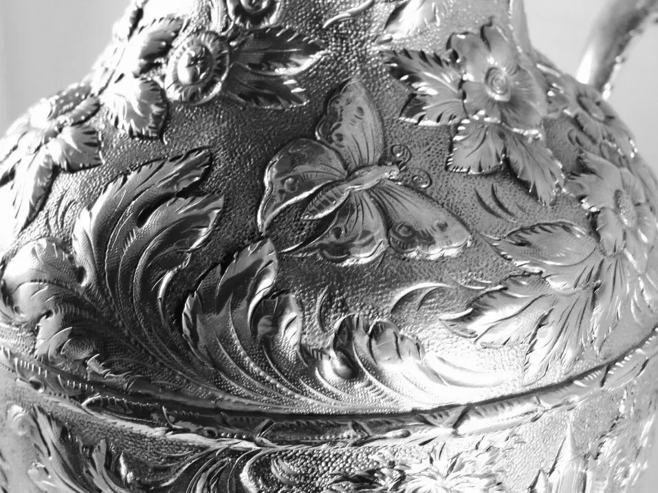 SAMUEL KIRK SILVER CASTLE PATTERN EWER, OF CHRISTIAN & CHINESE INTEREST ...