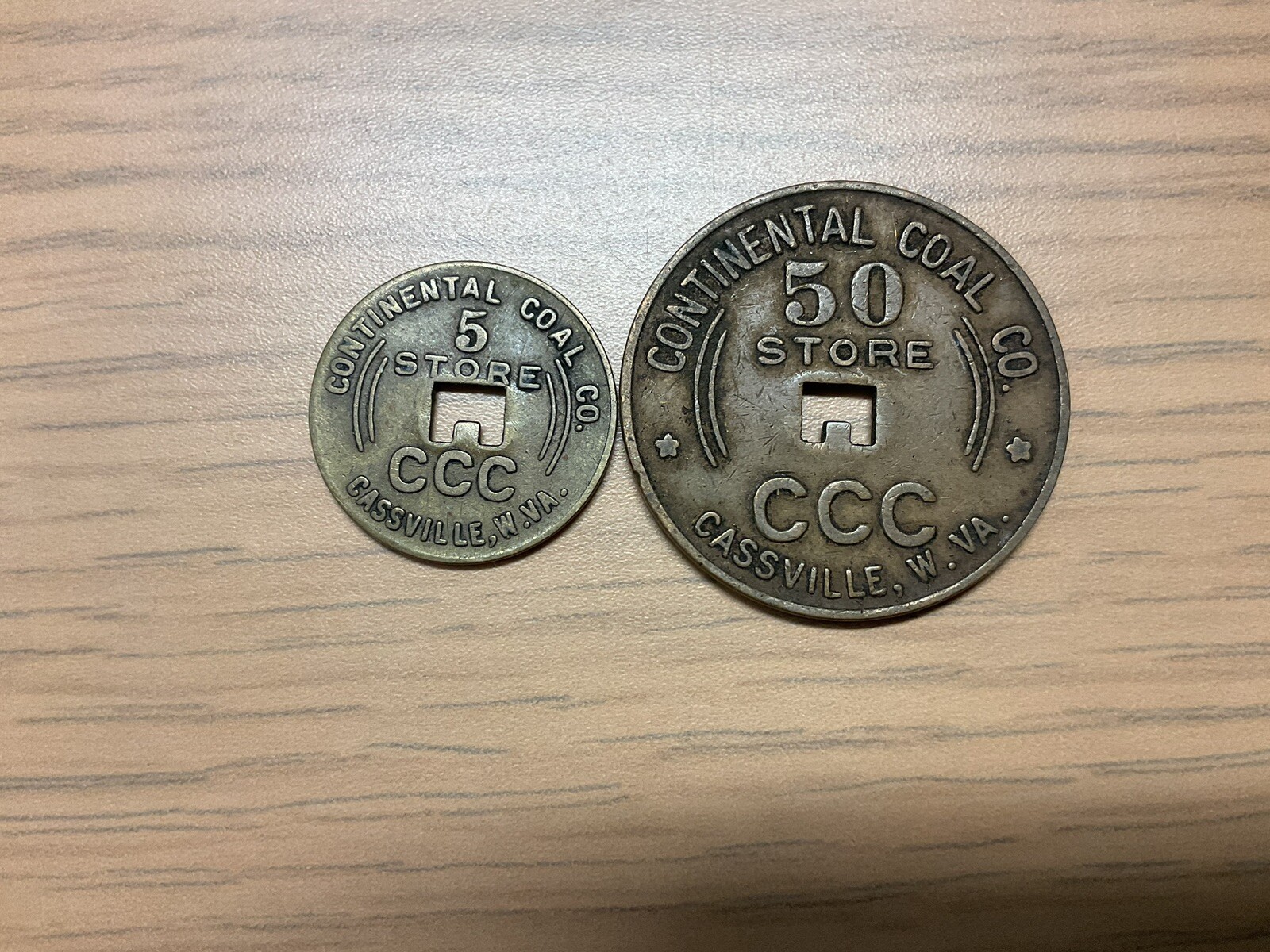 Lot Of 2 Continental Coal Co Coal Scrip Tokens - Cassville, West ...