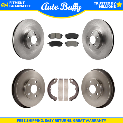Front Rear Brake Rotors Semi-Metallic Pad & Drum Kit For Subaru ...
