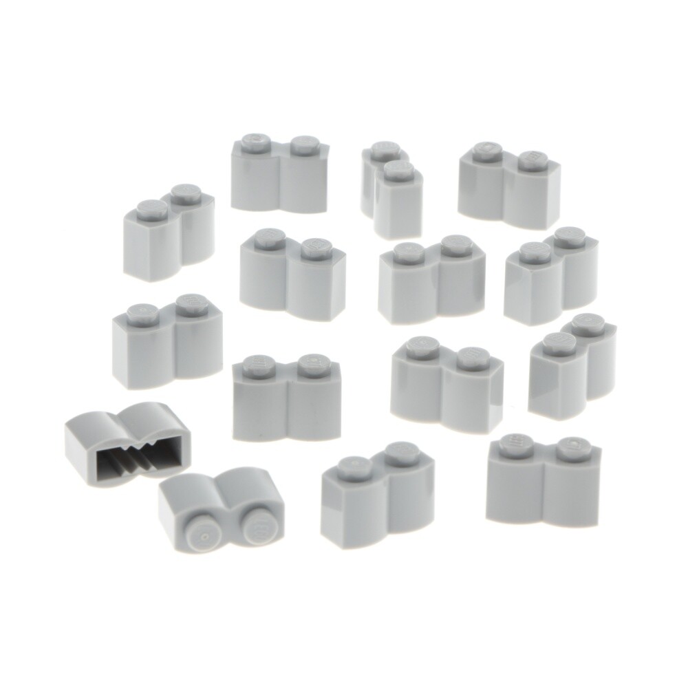 15x LEGO Construction Stone Modified 1x2x1 Neu-Hell Grey Palisade Wood ...