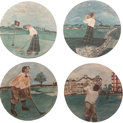 Costal Stone Coasters/Assorted Golf Coasters Set Of 4, VTG Bar Golfer ...