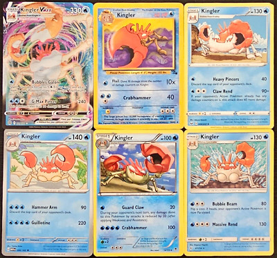 (6x) Kingler V Max Holo Base Set Pokemon Card Collection Deck Building ...