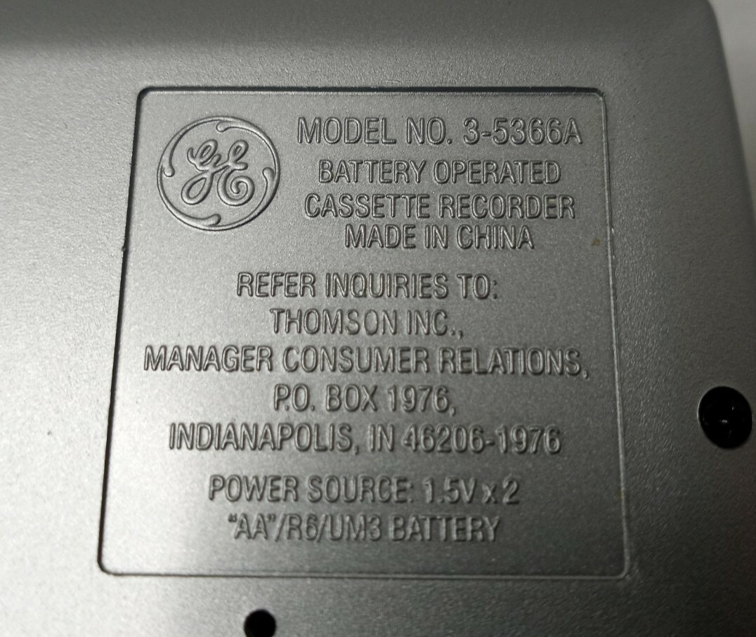 GE Variable Speed Cassette Tape Recorder 3-5366A – General Electric ...