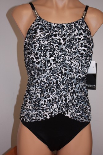 NWT Magic Suit by Miraclesuit Swimsuit 1 one piece swimwear Sz 8 Grey ...