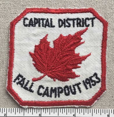 Vintage 1953 CAPITAL DISTRICT Boy Scout Fall Campout PATCH BSA DP Camp CE Twill | eBay