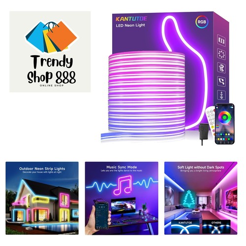 LED Neon Rope Lights, 32.8ft RGB LED Light Strip, 24V Music Sync App ...