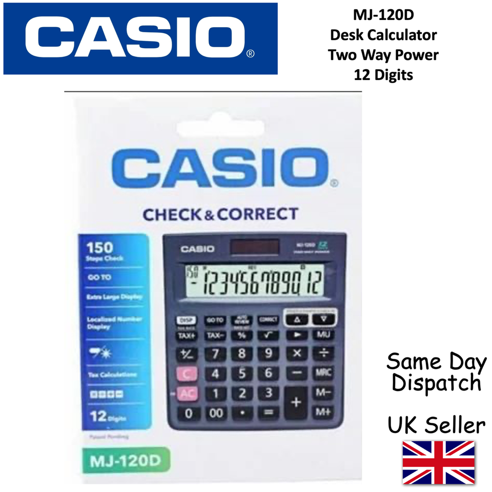CASIO MJ120D MJ-120D DESKTOP CALCULATOR -12 digit display,150 step ...