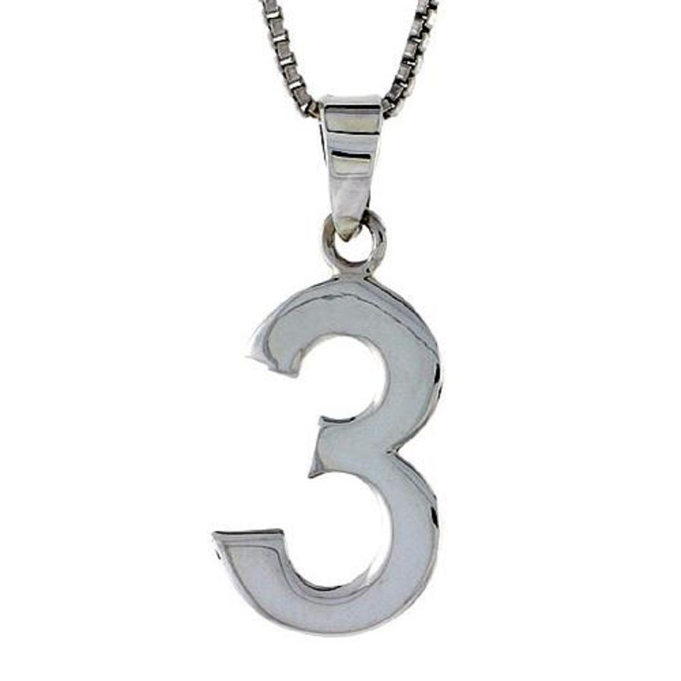 Sterling Silver Any One Number Pendant from 0 to 24 w/ 18" Italian Box ...