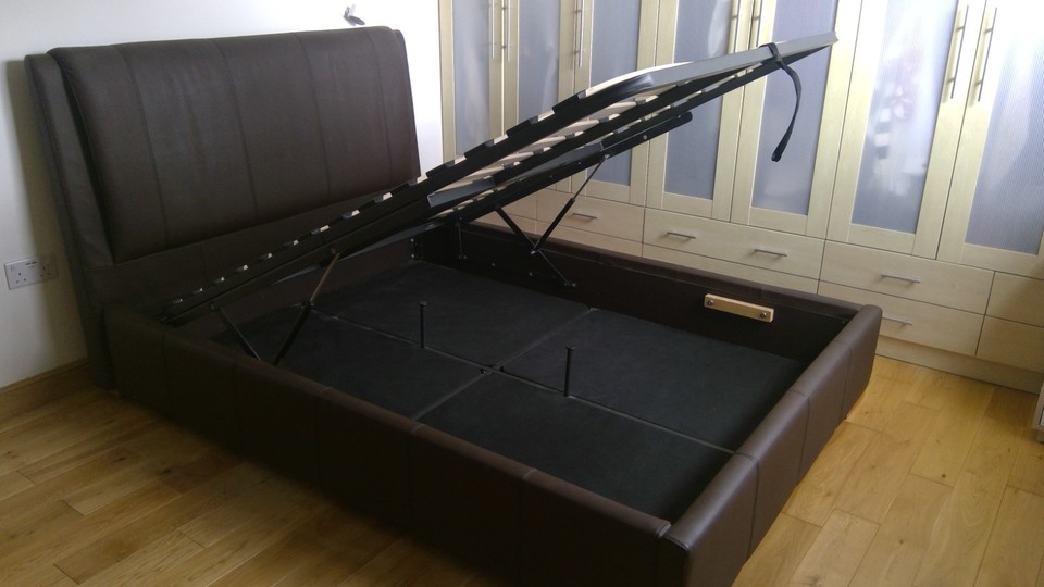 Brown Faux Leather Double Oterman Bed | eBay UK