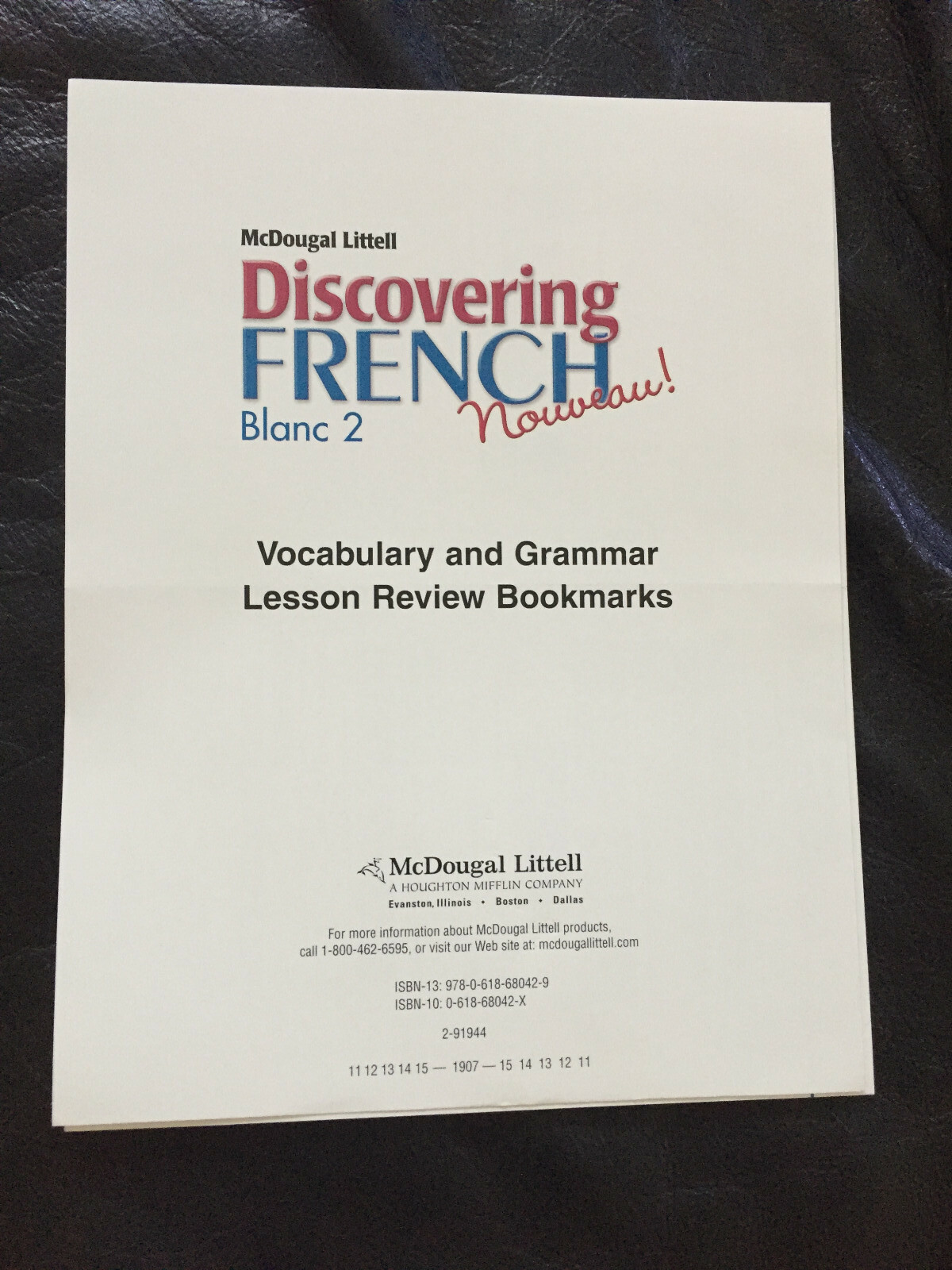 Discovering French Nouveau: Lesson Review Bookmarks Blanc Level 2 | eBay