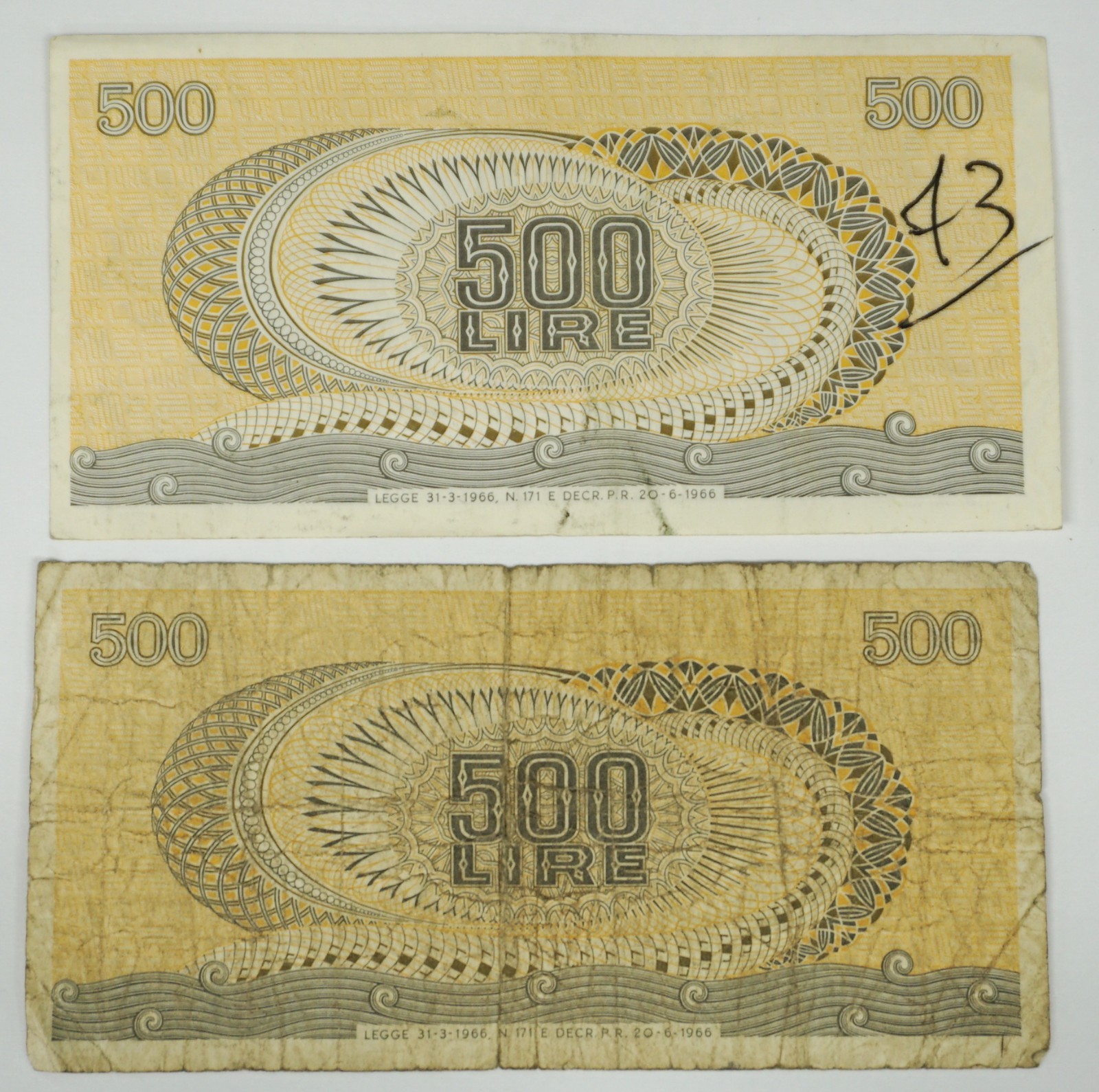 2-1966 Italy Repvbblica Italiana 500 Lire Notes Paper Money | eBay
