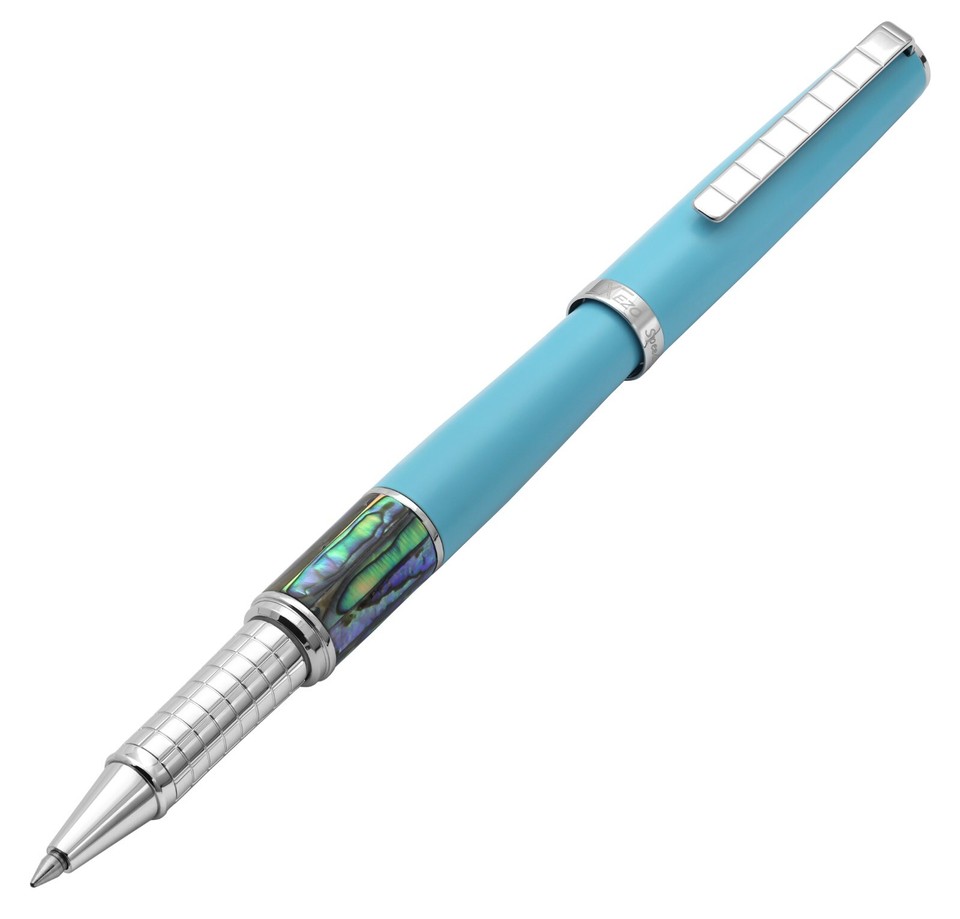 Xezo Speed Master Sky Blue Rollerball Pen, Fine Tip. Chrome Plated ...