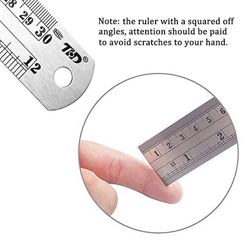 Ruler Metal Straight Edge Ruler Stainless Steel Ruler 12 Inch Ruler Set ...