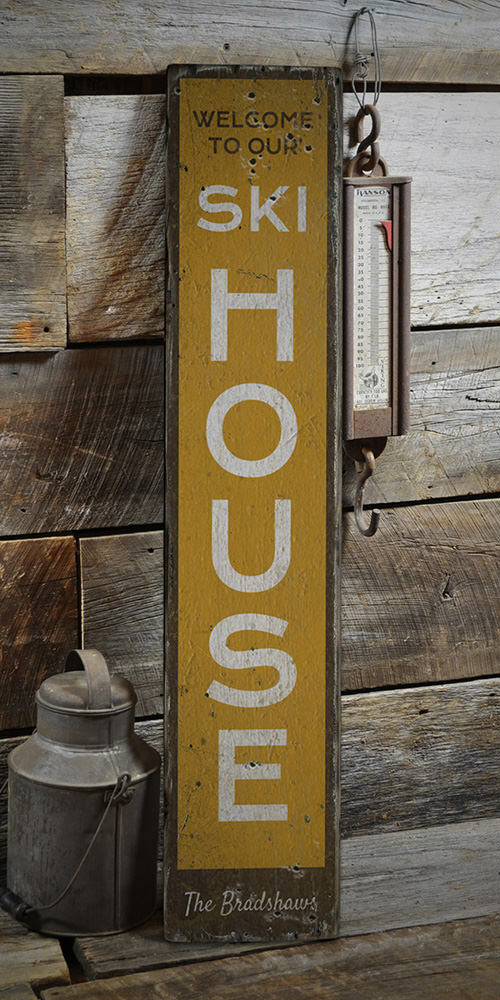 Ski House Vertical Vintage Distressed Sign, Personalized Wood Sign | eBay
