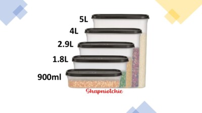Tupperware Modular Mates Super Oval Set Plain Black Seal Storage ...